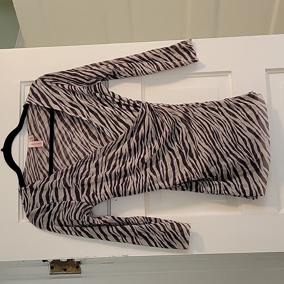 Sweet Pea | Tops | Y2k Sweet Pea Zebra Black White Mesh Wrap Top M ...
